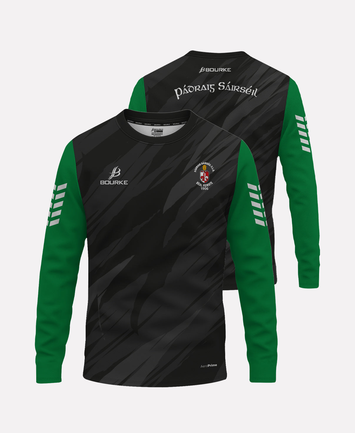Sarsfields GAA Belfast Warm Up Crew Neck 2025/26 (Black/Green) – Bourke ...